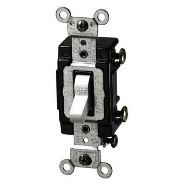 Leviton C22-05501-LHW Toggle Switch, 15 A, 120 V, Screw Terminal, Ther ...