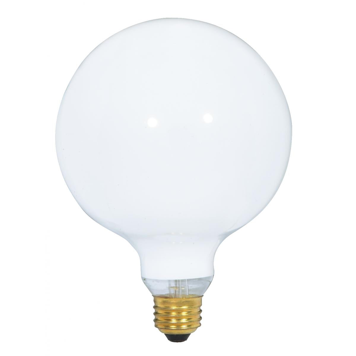 Satco - 100 Watt G40 Incandescent; Gloss White; 4000 Average rated hou ...
