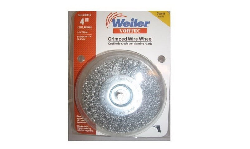 Weiler 36415 Wire Wheel Brush, 4 in Dia, 1/4 in Arbor/Shank – Shell ...